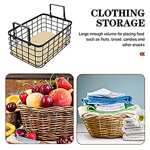Zerodeko Bathroom Storage Bathroom Storage Bathroom Storage Decorative Metal Wire Basket with Handles Bread Vegetable Fruit Storage Basket Bowl Kitchen Bathroom Organizer Basket Baskets