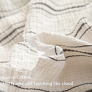 Simple&Opulence Yarn Dyed Striped Cotton Muslin Throw Blanket for Bed, Couch, Knit Woven Blanket with Tassels Soft Lightweight Cozy Pre-Washed Breathable Farmhouse Decoration for All-Season(Grey)