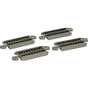 Bachmann Trains - Snap-Fit E-Z TRACK 3” STRAIGHT TRACK (4/card) - NICKEL SILVER Rail With Gray Roadbed - HO Scale