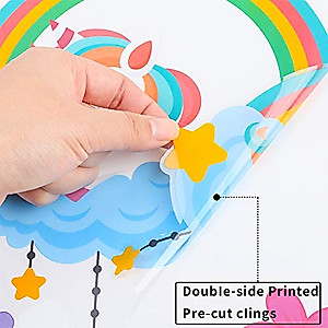 CCINEE Unicorn Window Cling Stickers,Rainbow Flower Window Decals Double Side Sticker for Kids Room Decoration,8 Sheets