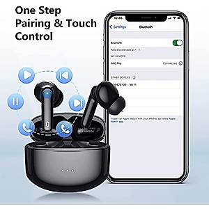 A40 Pro Wireless Earbuds, 50Hrs Playtime Bluetooth Earbuds Built in Noise Cancellation Mic with Charging Case, Bluetooth Headphones with Stereo Sound, IPX7 Waterproof Ear buds for iPhone and Android