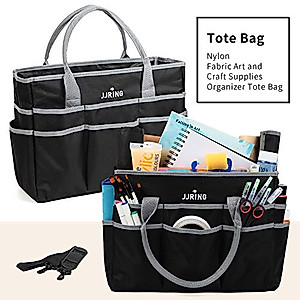 Large Multi-Functional Carrying Bag, 600D Nylon Artist Tote Bag with 16 Pockets Caddy for Art, Craft, Sewing, Make-up or School, Medical, Office Supplies Organizer, Silver