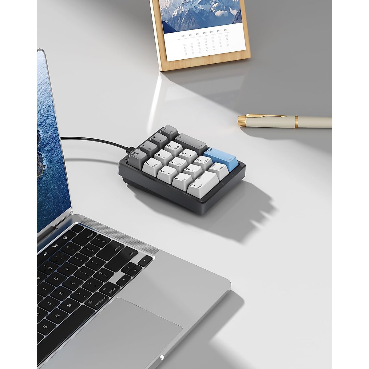 Kisnt Mechanical Number Pad,Hot Swappable Numpad Wired USB 17 Keys Keypad White Backlit Numeric Keypad with PBT Keycaps for Laptop PC Compact Keyboards (Black, Brown Switch)