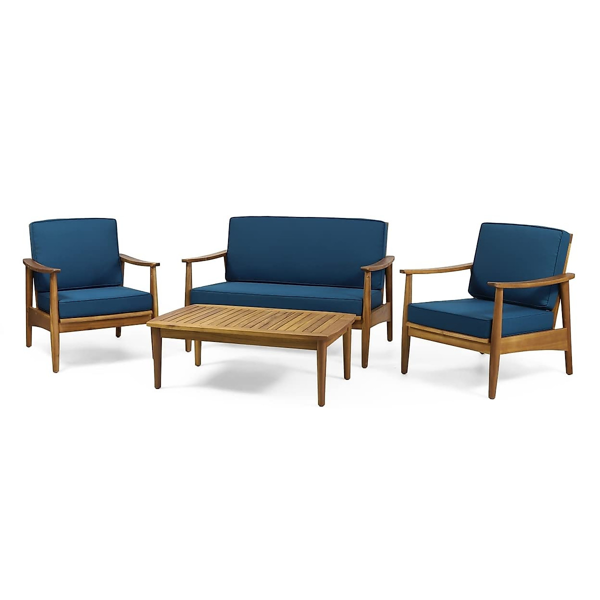 Willowbrook Outdoor 4pc Chat Set - Acacia Wood - Teak