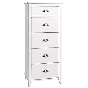 Prepac Yaletown 5-Drawer Tall Chest, White