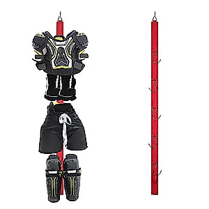 JYSILIYH Hockey Hanger Portable Hanging Dryig Rack Hockey Gifts for Home and Outdoor Using in Ice Hockey Skating Football Camping Fishing 5 Hooks (Red)