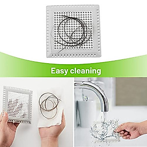 Aluvor Drain Hair Catcher,Shower Drain Cover Hair Catcher Shower Drain Strainer for Bathroom Floor,Durable Square Shower Hair Drain Catcher to Keep Away from Clogged Drain-No Rust!
