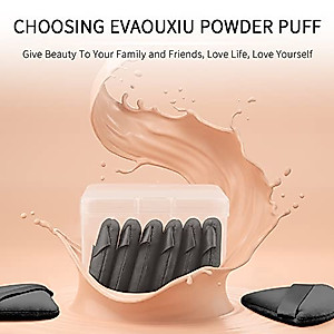 EVAOUXIU Powder Puff - 6 Pcs Triangle Powder Puffs for Face Powder & 2 Pcs Makeup Sponges, Individually Wrapped Velour Cotton Makeup Puff (Black)