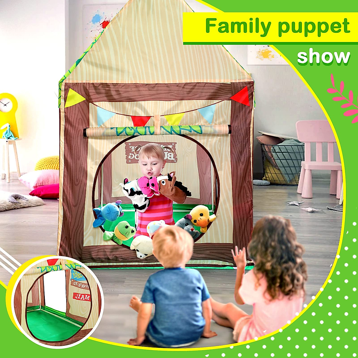 GeeSound Kids Play Tent for Boys and Girls Kids Tent with Star Lights Kids Playhouse Indoor and Outdoor Use Toys for Babies and Toddlers Easy to Assemble (Green)