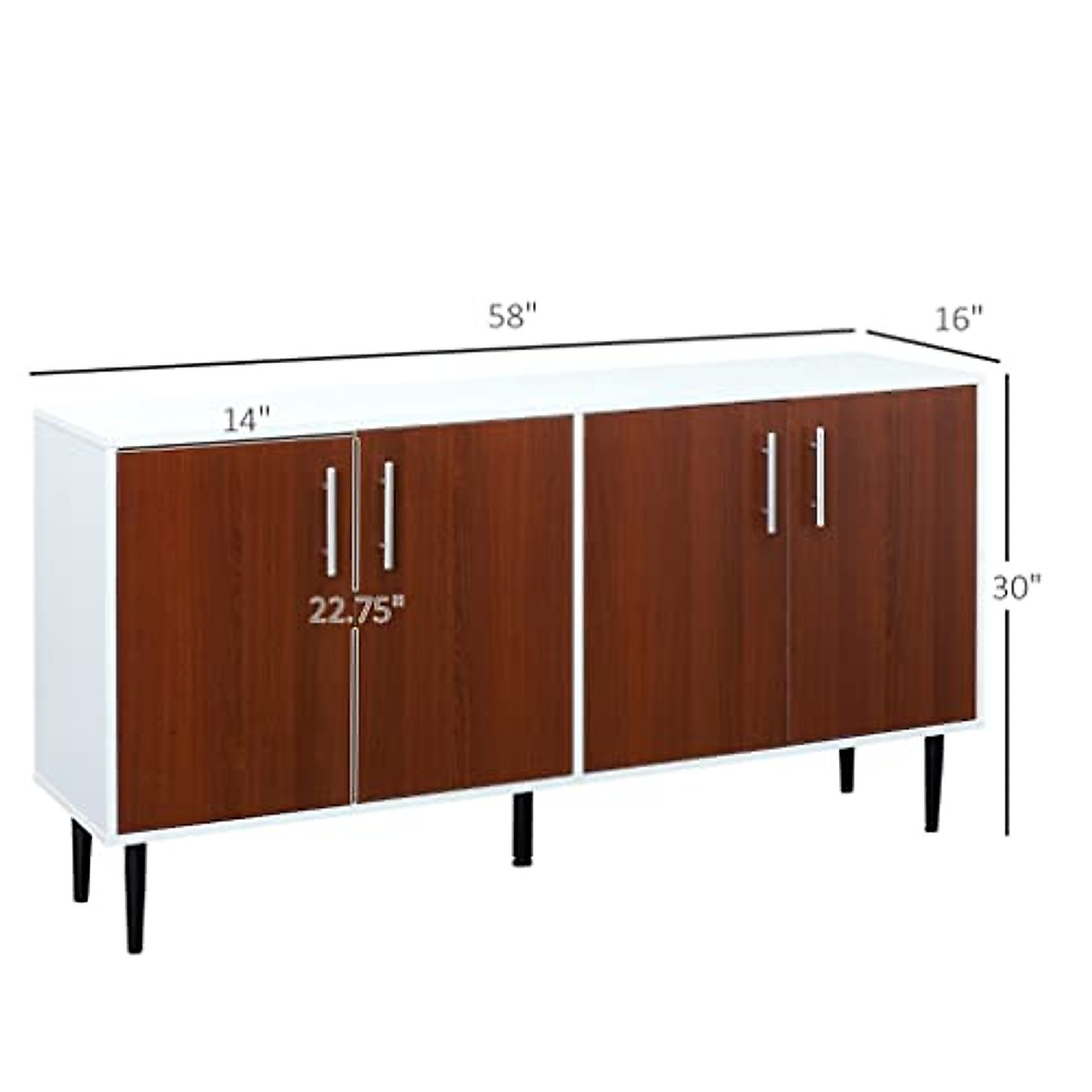 SEASD Sideboard Buffet, Kitchen Storage Cabinet Console Table with Adjustable Shelves Large Countertop