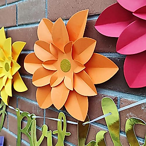 Mybbshower Rainbow Paper Fiesta Flower for Wall 10" Set of 7 Carnival Rainbow Theme Party Birthday Celebration Backdrop Decoration