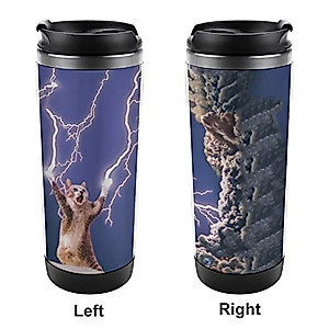 Thunderbolt Cat Travel Coffee Mugs with Lid Insulated Cups Stainless Steel Double Wall Water Bottle
