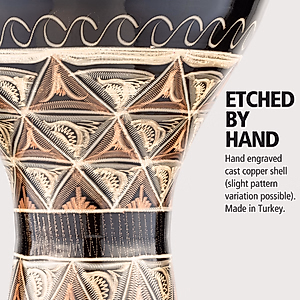 Meinl Percussion Copper Doumbek Egyptian Goblet Drum, Hand Engraved — MADE in TURKEY — Synthetic Head, 2-YEAR WARRANTY (HE-3012)