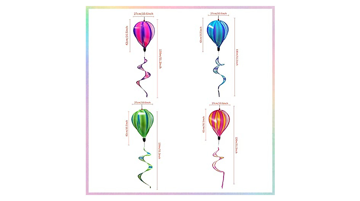 Vibrant 4-Pack Hot Air Balloon Wind Spinners for Garden & Outdoors