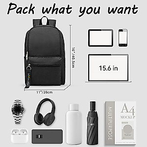 OMOUBOI Small Causal Daypack Travel Laptop Backpack Fits 14" Laptop School Backack for Women Men (Black)