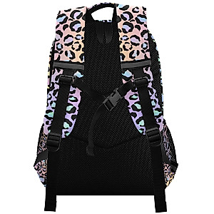 MNSRUU School Backpack with Chest Strap, Leopard Print Laptop Backpack, Travel Hiking Backpack for Boys Girls, Rucksack, Knapsack