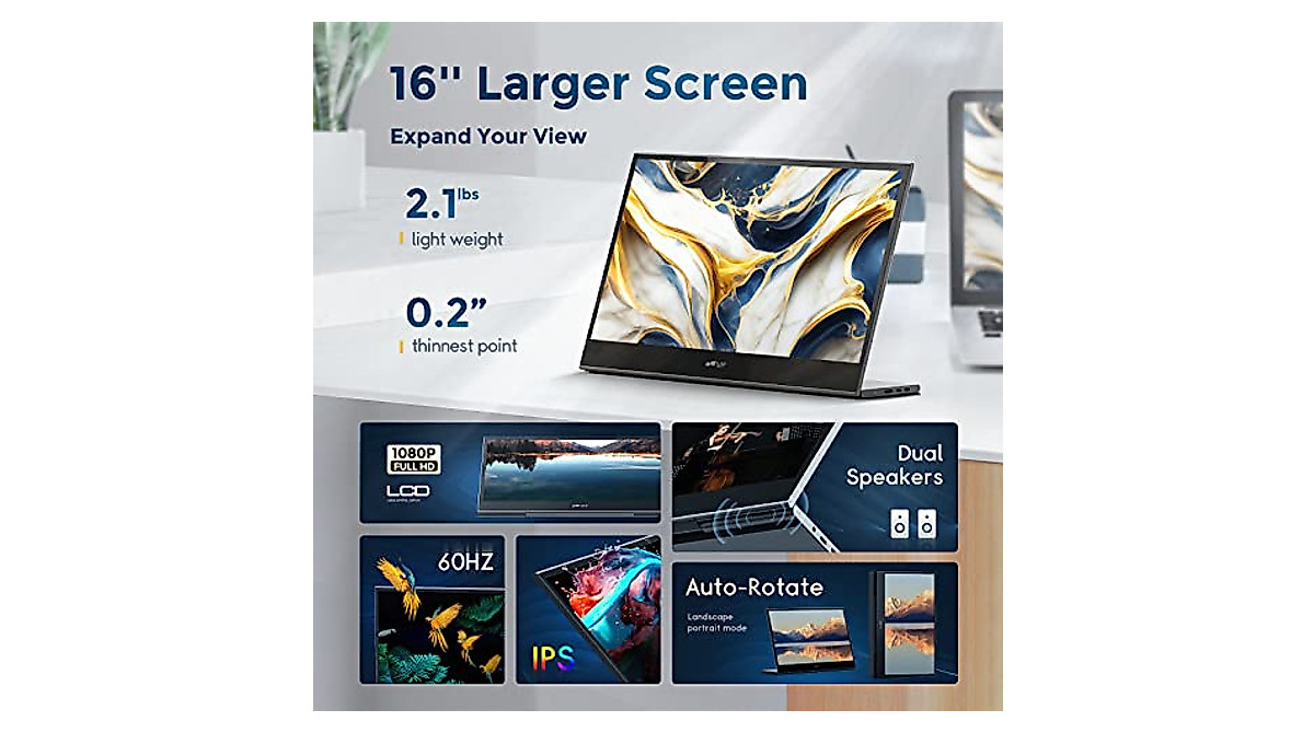 Mobile Pixels Glance 16" Portable Monitor - Compact & Versatile