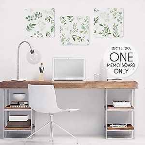 Sweet Jojo Designs Floral Leaf Fabric Memory Memo Photo Bulletin Board - Green and White Boho Watercolor Botanical Woodland Tropical Garden