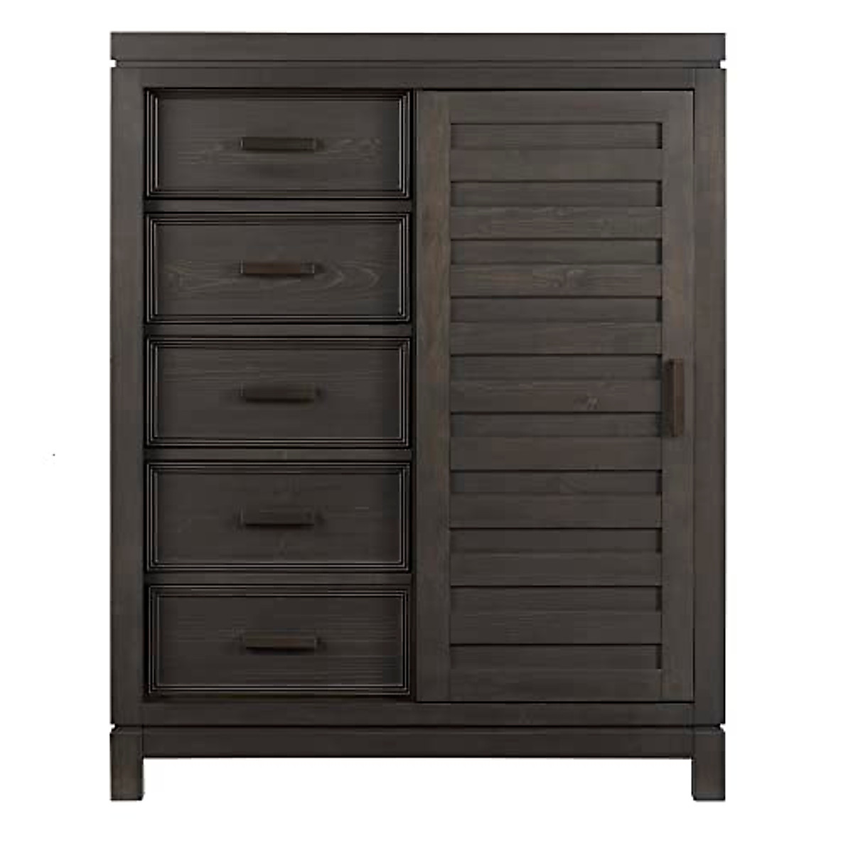 Soho Baby 40045940 Manchester Premium Soft Close 5-Drawer Chifferobe with Adjustable Shelves and Hanging Rod, Smooth Black Iron Finish