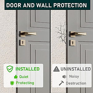 QOGRISUN's Heavy Duty Solid Brass Door Stops,3-1/4-inch Total Length of Decorative Door Stopper Wall Protector with Rubber Bumper Tip - Brushed Brass (4-Pack)