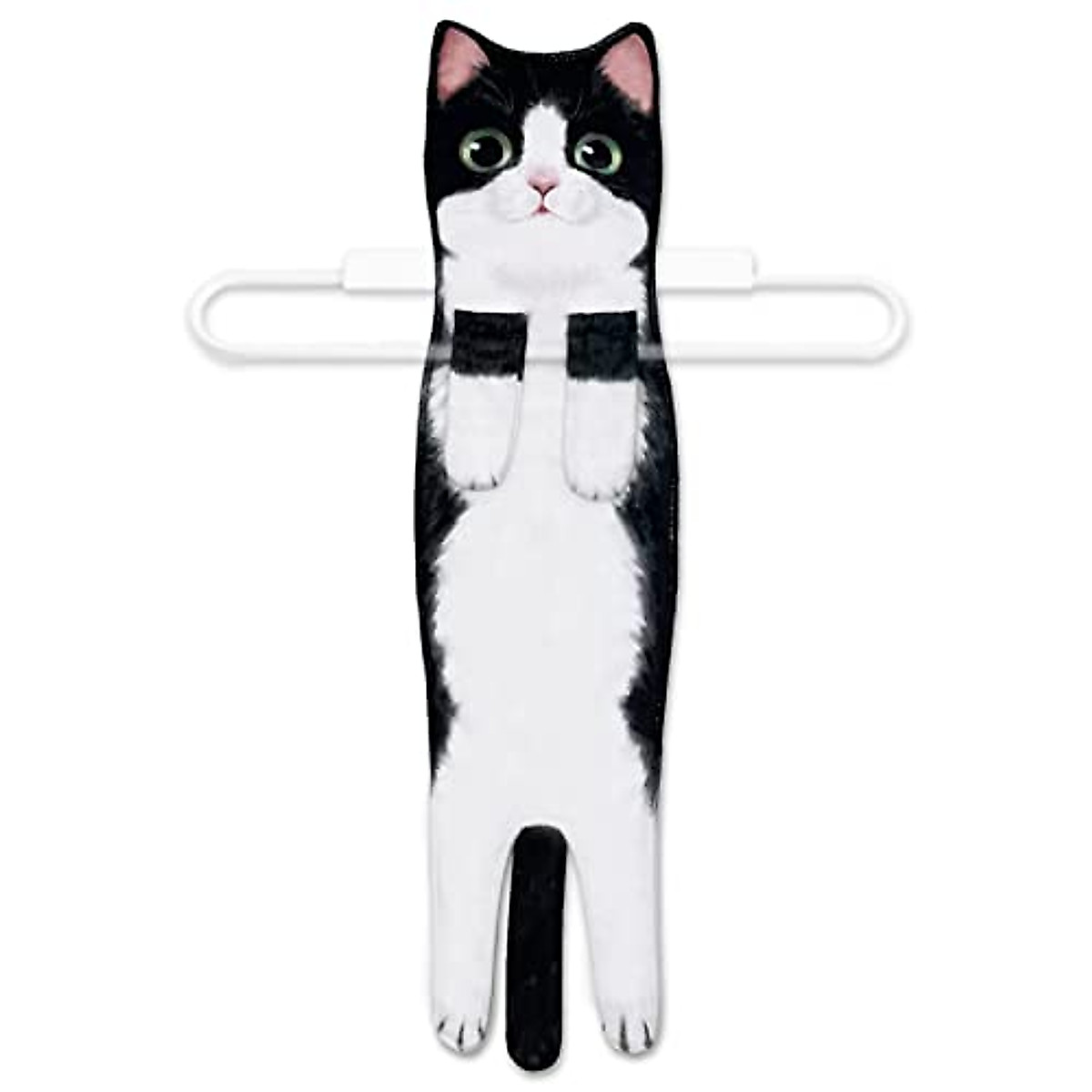 Hawgiman Hand Towels for Bathroom Kitchen,Cute Cat Quick-Dry Hanging Hand Towels Decorative for Bathroom Face Towels,Funny Gifts for Cat Lovers (Black-White)