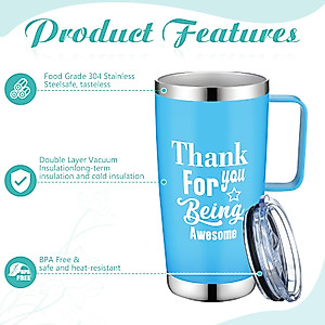 Bokon 6 Pcs Thank You Gift 20oz Stainless Steel Insulated Coffee Mug with Handle Employee Appreciation Gift Travel Tumblers Inspirational Gifts for Coworker Nurse Teacher Volunteer Social Worker Mom