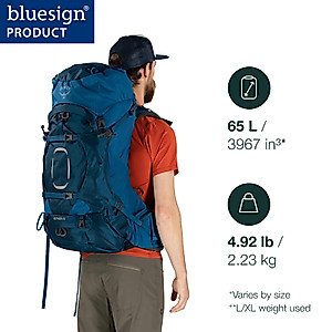 Osprey Aether 65 Men's Backpacking Backpack Deep Water Blue, Large/X-Large