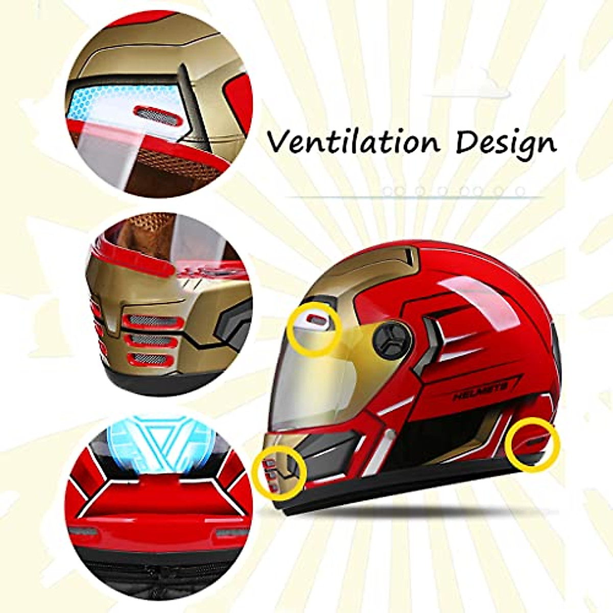 Full Face Electric Motorcycle Helmet Cute Kids Four Wheeler ATV Dirt-Bike Helmets, Lightweight MTB BMX Skating Cycling Scooter Helmet DOT Approved 5-14 Years Boys Girls Jet Kart Helmet-F||50-56cm