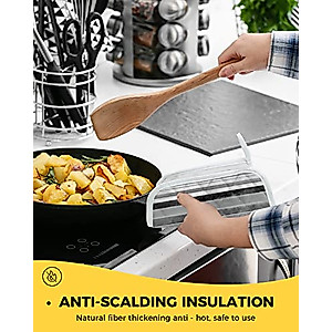 4Pcs Pot Holder with Hanging Loops, Nordic Style Pot Holder Set Cotton Heat Resistant Potholder Kitchen Hot Pads for Baking Cooking 8x8 inches Gray Watercolor Gradient Textured Stripe