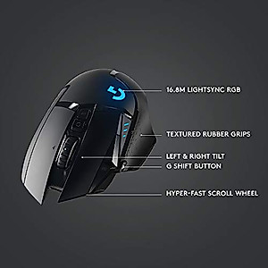 Logitech G502 Lightspeed Wireless Gaming Mouse with Hero 25K Sensor, PowerPlay Compatible, Tunable Weights and Lightsync RGB - Black