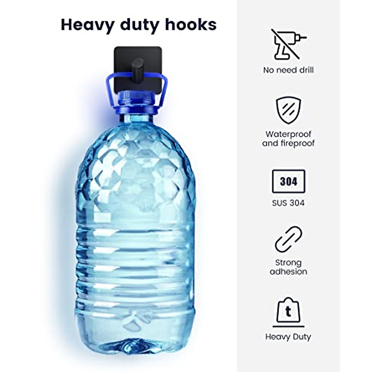 xdgeLoad Bath Towel Hooks 4 Pack, Heavy Duty Wall Hooks for Bathrooms/Coat/Robe/Kitchen, Non-Punching self-Adhesive Hooks, Matte Stainless Steel Black