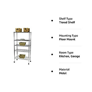 5 Tier Heavy Duty Wire Shelving Unit Storage Rack, Metal Rack Utility Organizers, Organization Units for Products Plant Pantry, Garage, Laundry Racks Durable Shelf Stand 14"W x 30"L x 60"H, Chrome