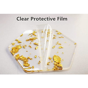 Coasters for Drinks, Stylish Gold Foil Coasters 6 Pieces Clear Acrylic Cup Coasters for Coffee Wooden Table, Set of 6 Coffee Coaster for Home Decor Gift