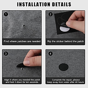 40pcs Down Jacket Repair Patch, Black Nylon Fabric Repair Patches Self-Adhesive Washable Outwear Repair Patches for Puffer Clothing Sleeping Bags Tents (Round)