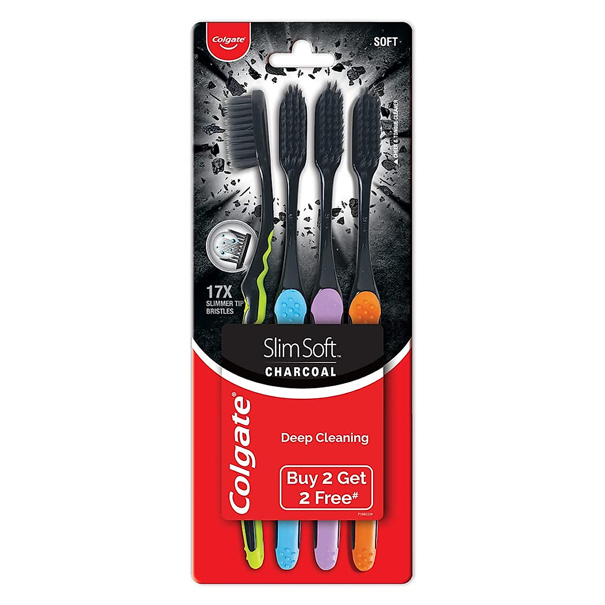 Colgate Slim Soft Charcoal Toothbrush (Buy 2 Get 2 Free) - 4 Pcs