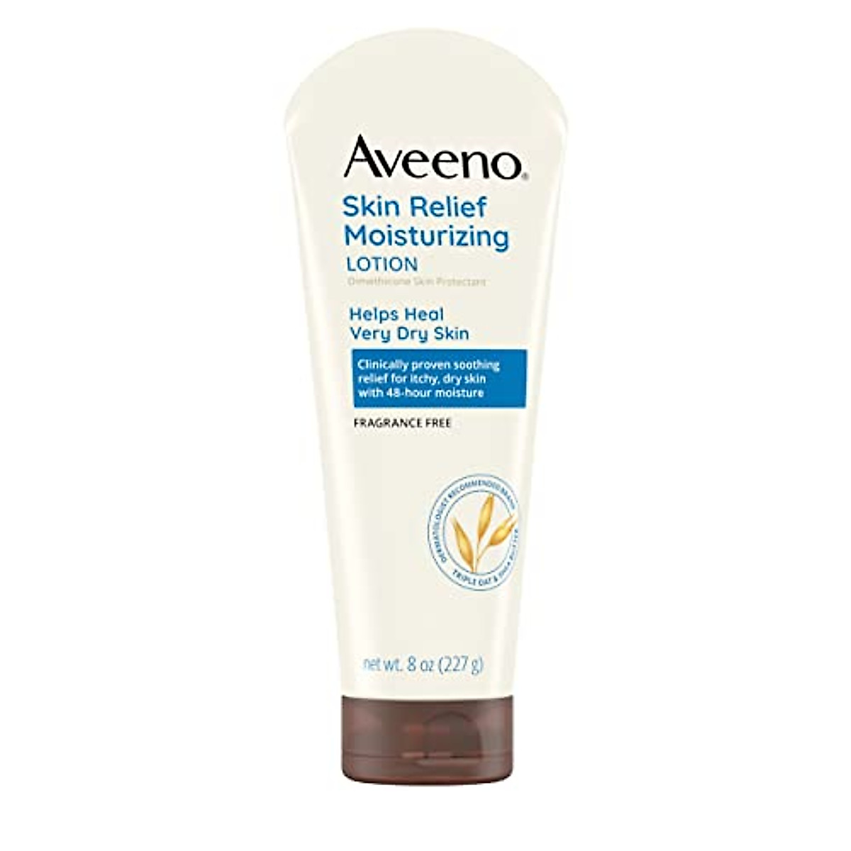 Aveeno Skin Relief Moisturizing Lotion for Very Dry Skin with Soothing Triple Oat & Shea Butter Formula, Dimethicone Skin Protectant Helps Heal Itchy, Dry Skin, Fragrance-Free, 8 fl. oz