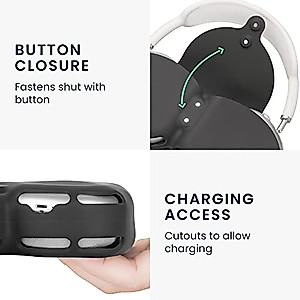 kwmobile Silicone Cover Compatible with Apple Airpods Max Case Holder for Over-Ear Headphones - Pastel Green