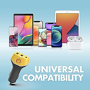 Shell USB C Car Charger 44W 3 Port Car Charger Adapter, Cigarette Lighter USB Charger 20W PD USB C for iPhone 13/Pro/Max/Mini/Magnet Snap, iPad Air/Mini, Android.