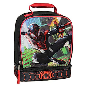 Marvel Spider-Man Comic Superhero Dual Compartment Soft Lunch Bag Box Tote Kit