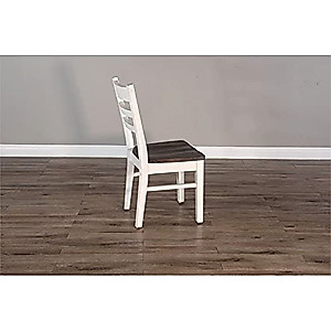 Pemberly Row 18" Wood Dining Room Ladderback Chair with Wood Legs for Kitchen, Modern Restaurant Chairs in Off White and Dark Brown