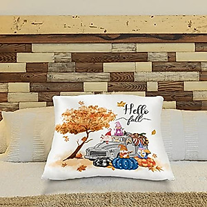 Thanksgiving Pumpkin Gnomes Decorative Throw Pillows 18x18 Girl Fall Modern Comfortable Satin Pillow Shams for Couch Sofa Bedroom Car Living Room Zippered
