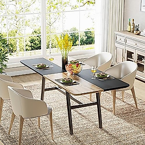 Tribesigns 70.86 inch Dining Table for 6 to 8 People, Industrial Rectangular Kitchen Table with Strong Metal Legs, Large Long Wood Dining Room Table for Living Room, Brown and Black