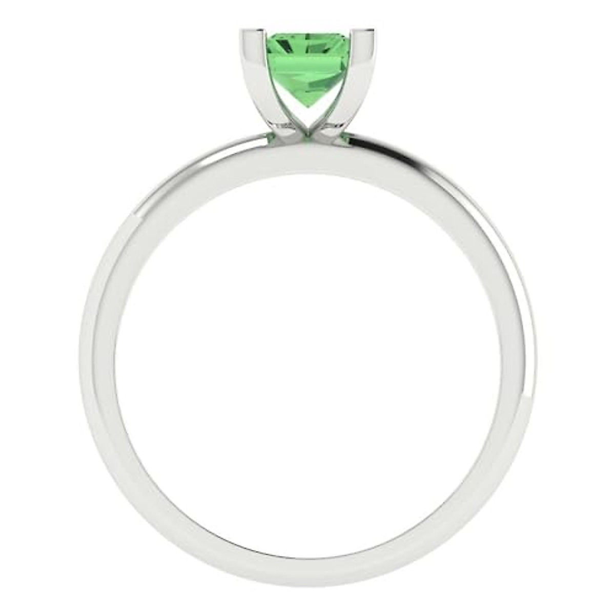Clara Pucci 1.0 ct Emerald Cut Solitaire Green Simulated Diamond Engagement Bridal Promise Anniversary Ring 18K White Gold Size 4.5