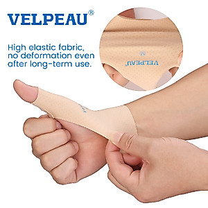 VELPEAU Elastic Thumb Support Brace Liner (Pack of 2) - Waterproof Soft Thumb Compression Sleeve, Splint Protector for Pain Relief, Arthritis, Tendonitis, Sprain, Sport, Fits Left & Right Hand(Medium)