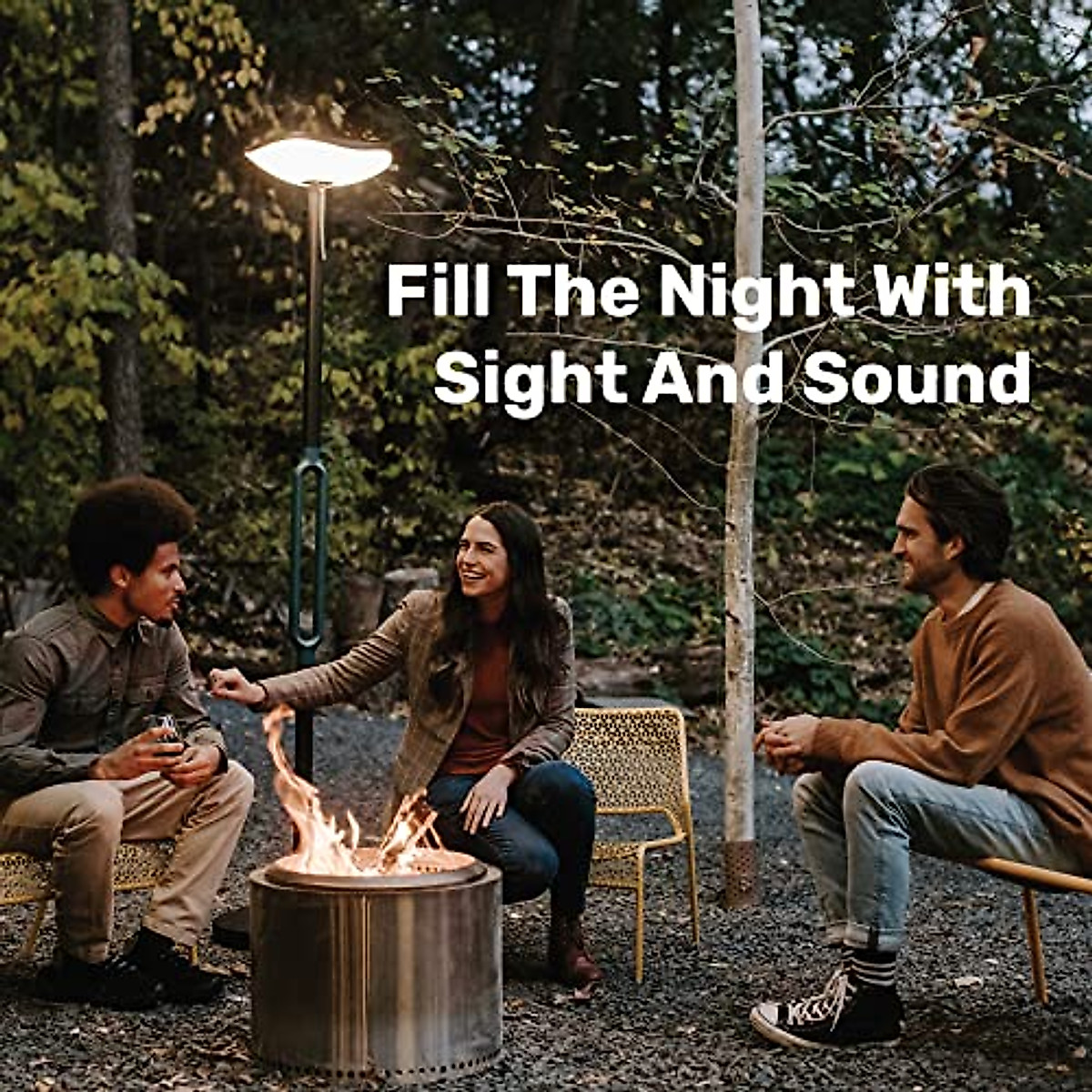 Nocturne Outdoor Solar Floor Lamp with Bluetooth Speaker | 100% Solar Powered | Fully Weatherproof | for Patios, Decks, Outdoor Spaces | Firefly 2.0 (Light + Sound)