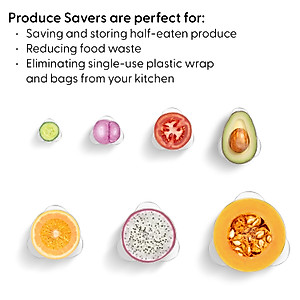 W&P Reusable Produce Savers, Set of 7, Covers Fruits & Vegetables To Keep Fresh, Dishwasher Safe, Avocado & Onion Saver
