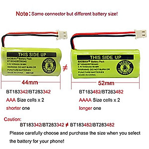 BAOBIAN 2.4V 400mAh Cordless Home Phone Battery Compatible with AT&T BT162342 BT-162342 BT166342 BT-166342 BT266342 BT-266342 BT183342 BT-183342 BT283342 BT-283342 VTech CS6329 CS6114 CS6419(4 Pack)