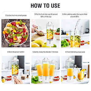 Modquen Portable Blender, 20 oz Personal Size Blender, Shakes and Smoothies Blender, 240 Watt BPA-Free Mini Blender Cup, USB Rechargeable Cordless Blenders (White)