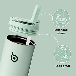 BOTTLE BOTTLE Insulated Water Bottle 24oz with Straw Lid and Handle for Sports Travel Gym Stainless Steel Water Bottles Double-Wall Vacuum Metal Thermos Bottles Leak Proof BPA-Free (Light Green)