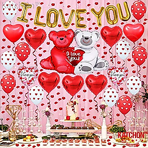 Huge, I Love You Balloons Set - Pack of 54 | Pack of 2000 Rose Petals for Romantic Night for Him Set | Red Heart Balloons, Valentines Day Decor | Valentine Balloons, Romantic Decorations Special Night